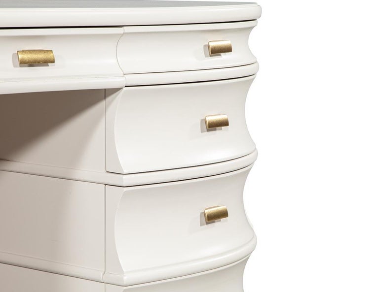 Custom Curved Modern Cream Executive Desk at 1stDibs