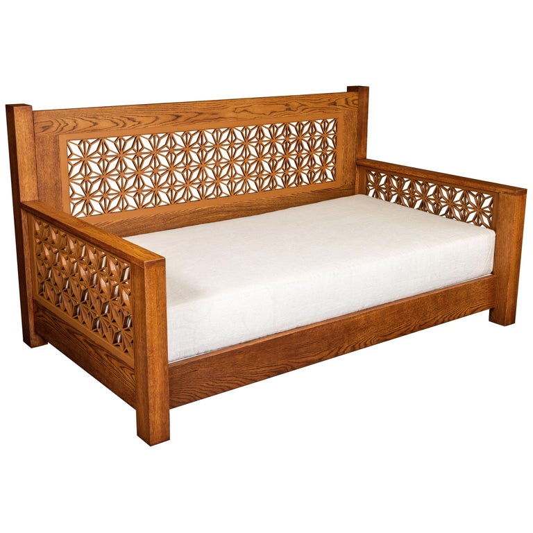 Custom Daybed Made from White Oak with Mid Century Teak Kumiko Panels ...