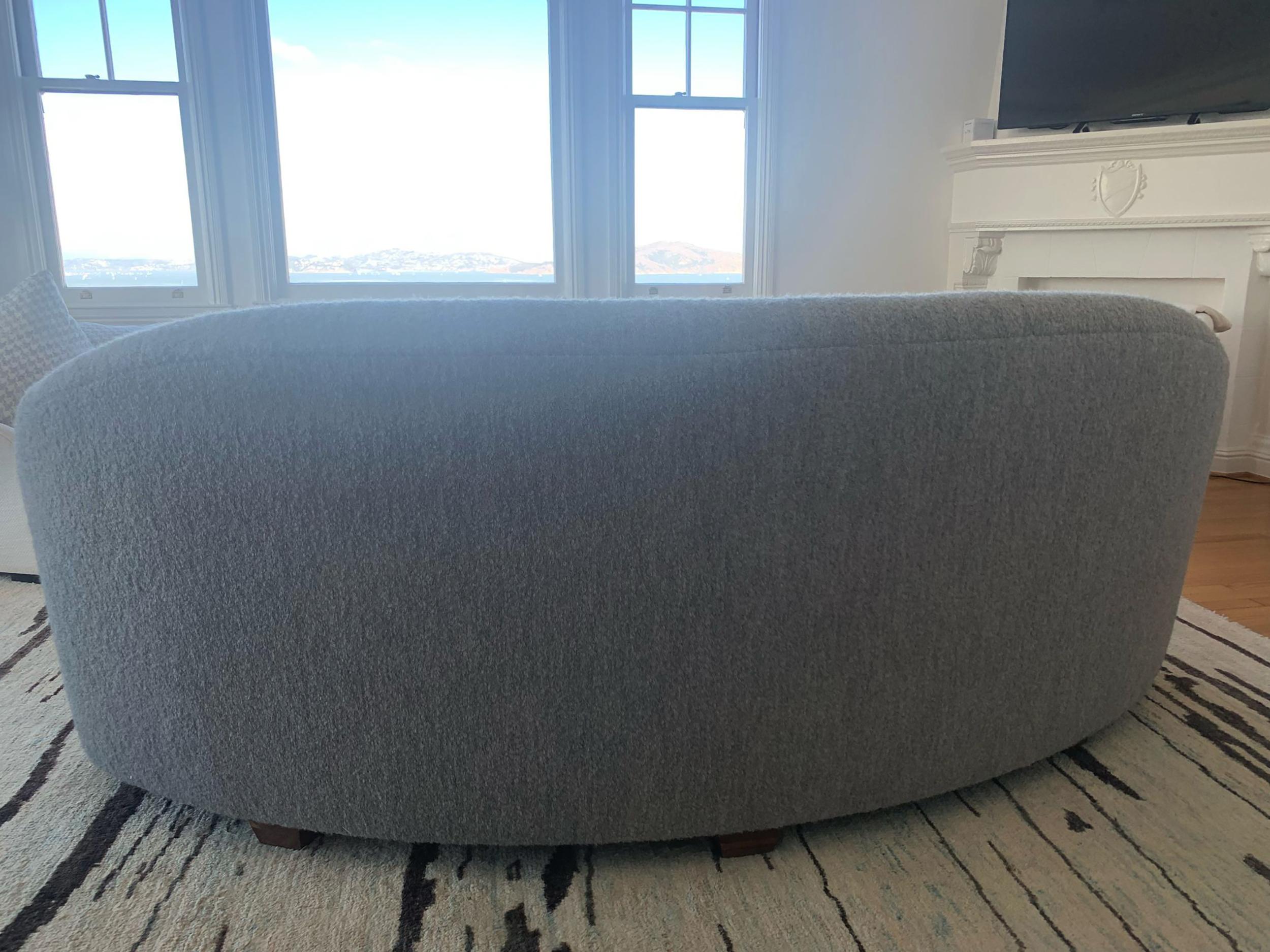 Custom Designed BELGIAN alpaca and cotton CURVED SOFA For Sale at 1stDibs