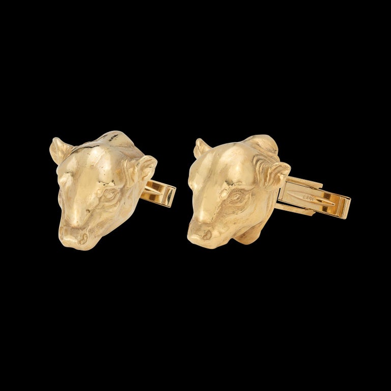 Custom Designed Bull Market Gold Cufflinks For Sale at 1stDibs
