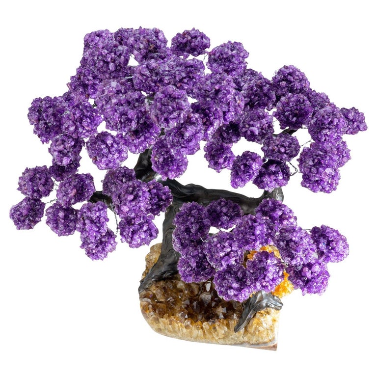 Custom Designed - Genuine Amethyst Clustered Gemstone Tree on Matrix ...