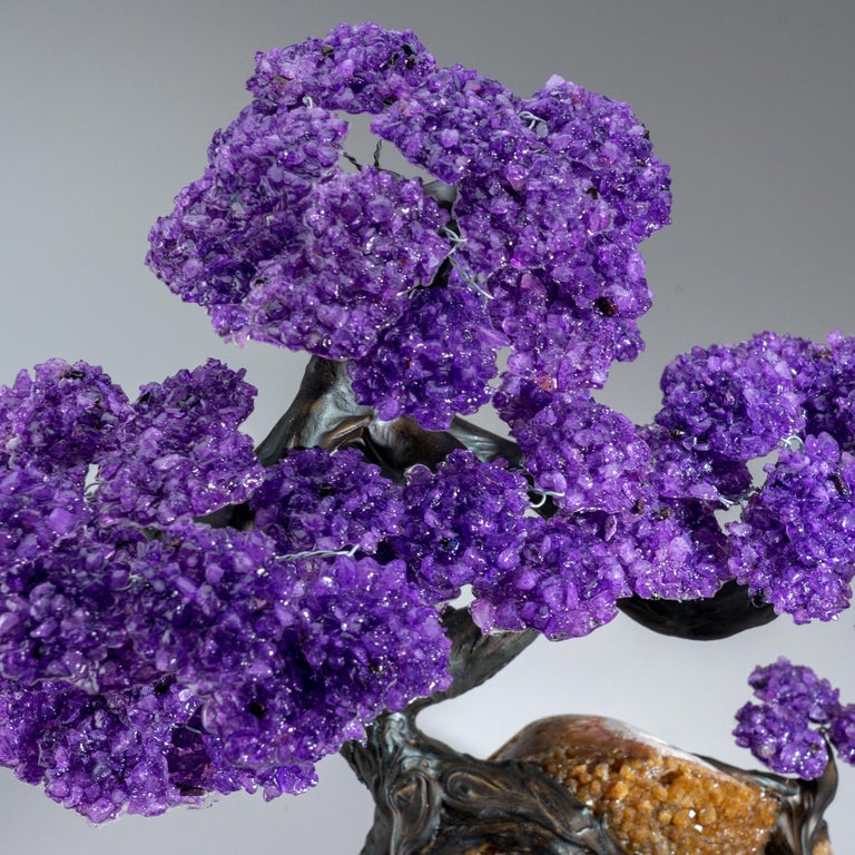 Amethyst Clustered Gemstone Tree on Citrine Matrix For Sale at 1stDibs