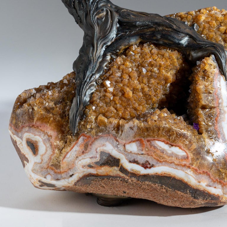 Amethyst Clustered Gemstone Tree on Citrine Matrix For Sale at 1stDibs