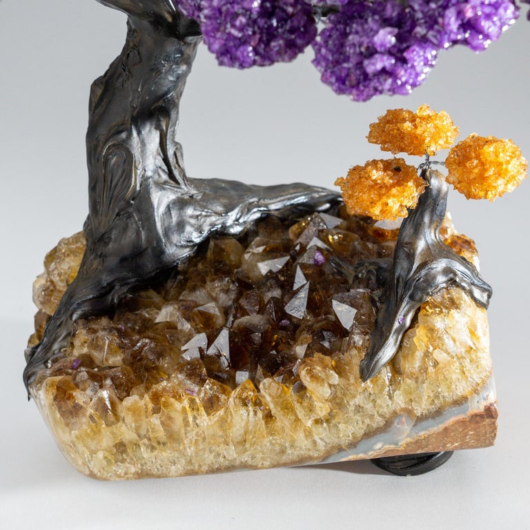 Custom Designed - Genuine Amethyst Clustered Gemstone Tree on Matrix ...