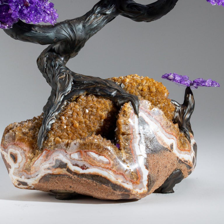 Amethyst Clustered Gemstone Tree on Citrine Matrix For Sale at 1stDibs