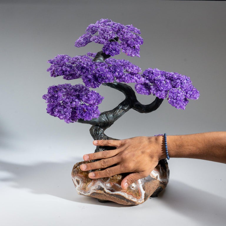 Amethyst Clustered Gemstone Tree on Citrine Matrix For Sale at 1stDibs
