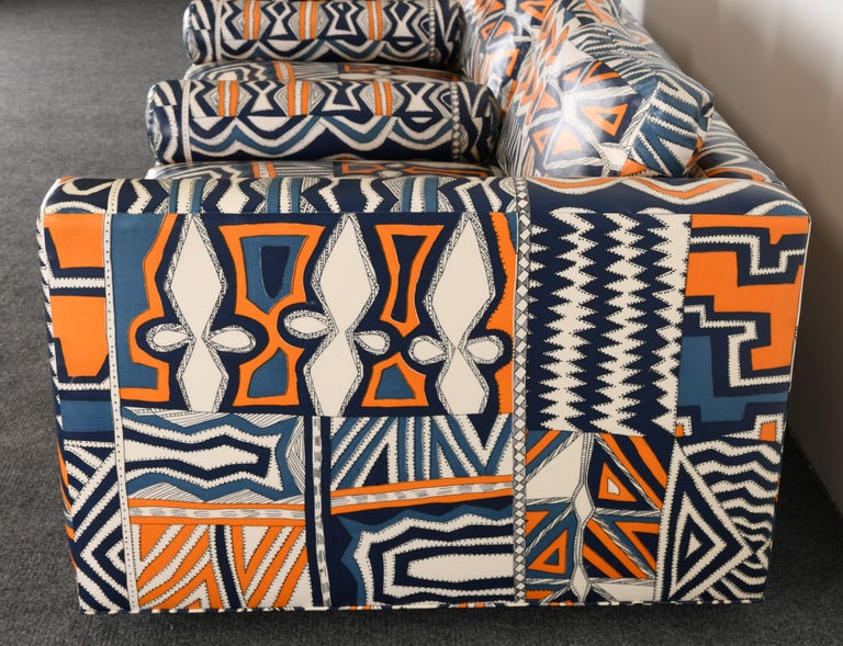 Custom Designer Vinyl Abstract Tuxedo Sofa, 1970s at 1stDibs