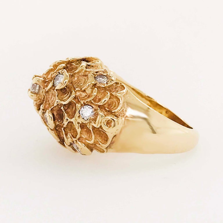 Custom Diamond Dome Ring, Textured Scale Design in 14 Karat Gold ...
