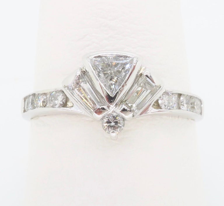 Custom Diamond Fan Cocktail Ring Made in 14k White Gold at 1stDibs