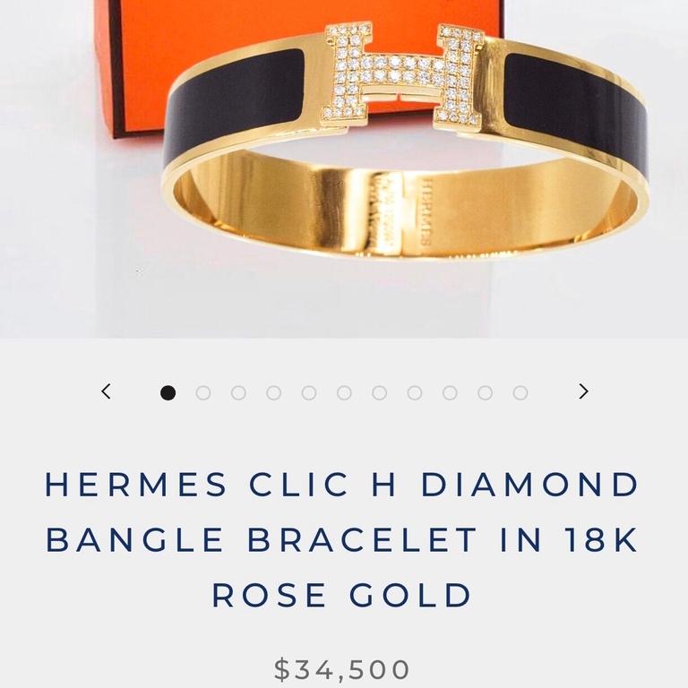 Custom Diamond Hermes Clic H Enamel Bracelet GM France For Sale at ...
