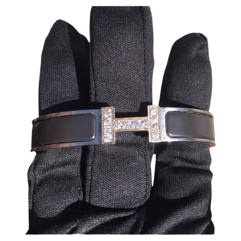 Custom Diamond Hermes Clic H Bracelet GM Size For Sale at 1stDibs