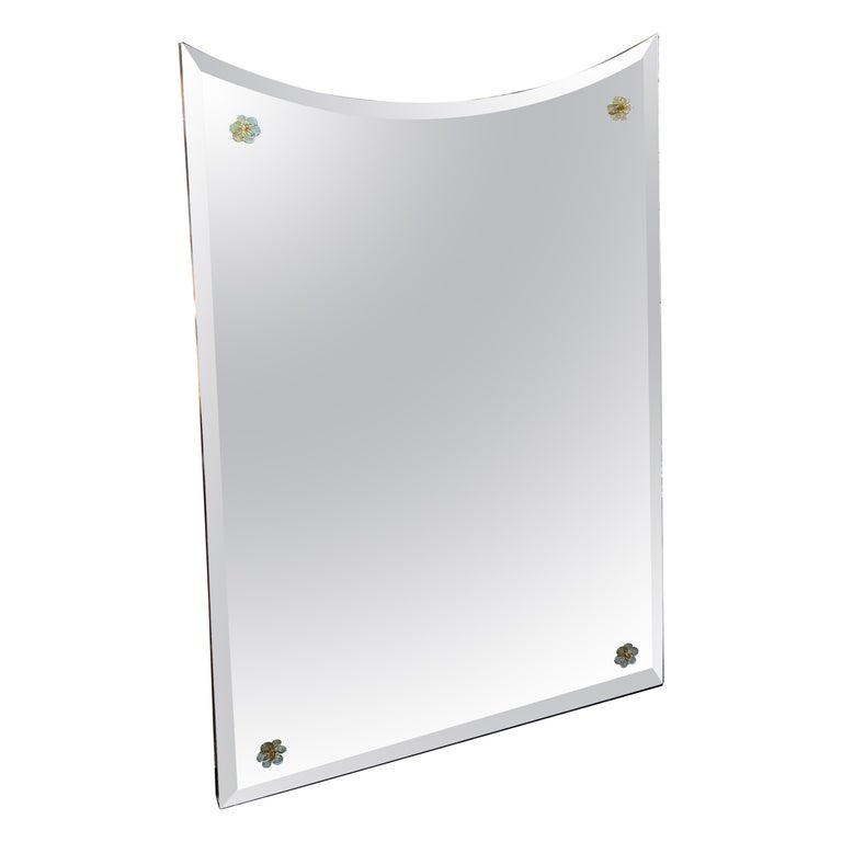 Custom Donghia Mirror with Murano Citrine Florettes at 1stDibs