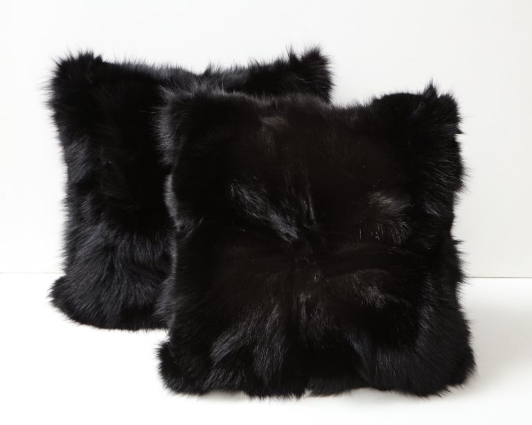 Custom Double Sided Toscana Shearling Pillow in Black Color For Sale at ...