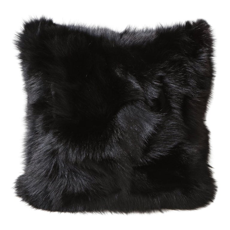 Custom Double Sided Toscana Shearling Pillow in Black Color For Sale at ...