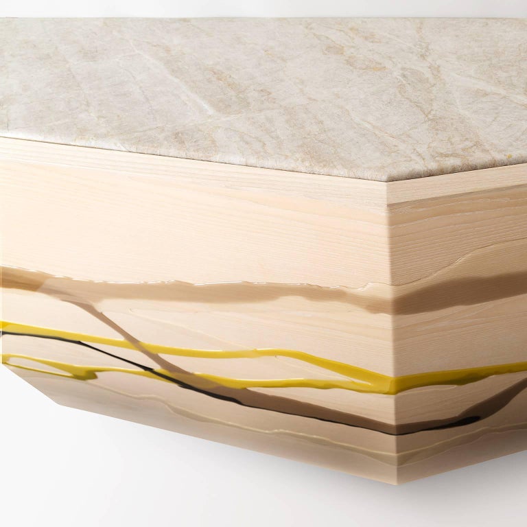 Drip/Fold Console Table with Resin and Quartzite Stone Top - IN STOCK ...