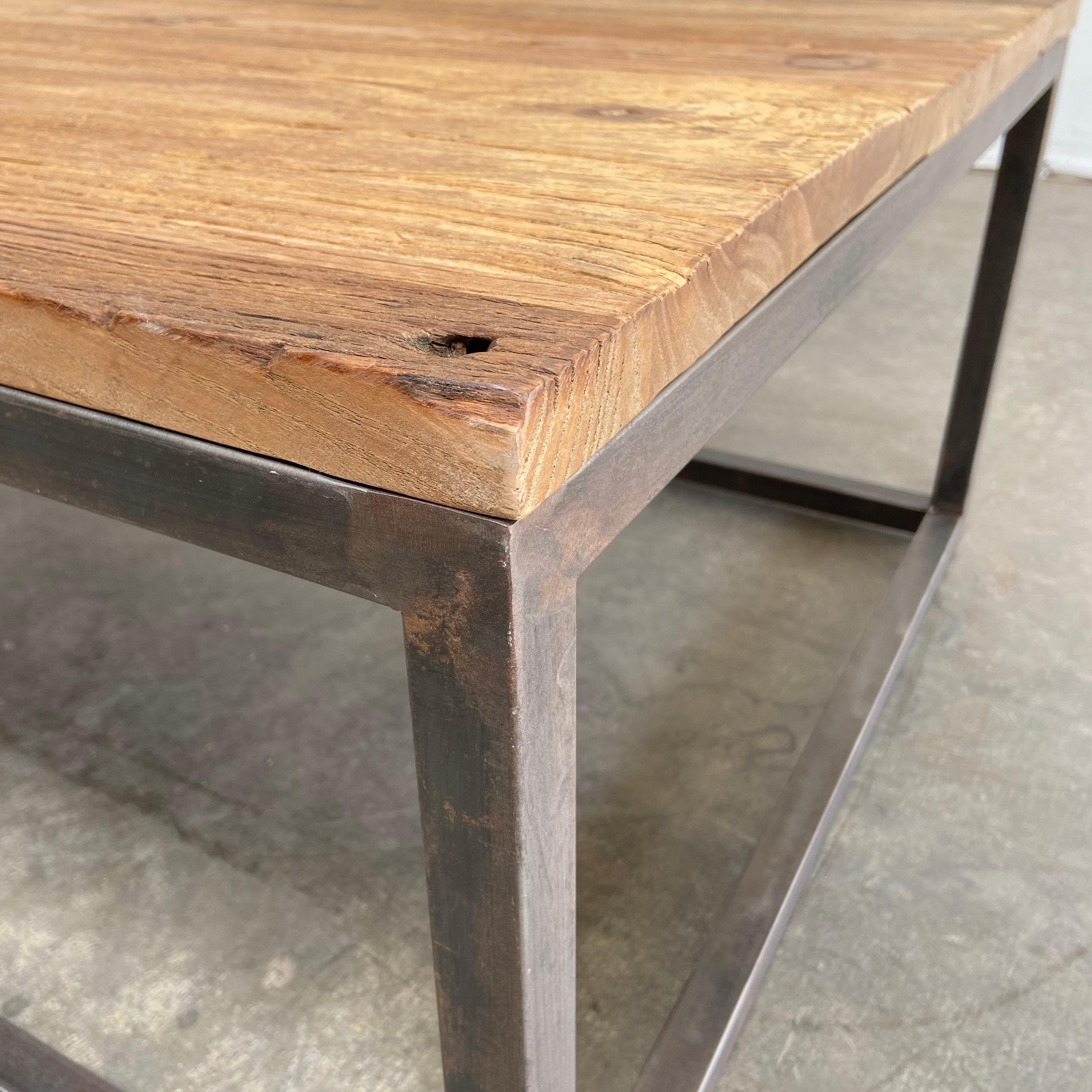 Custom Elm Wood Brick Makers Coffee Table Iron and Wood at 1stDibs ...