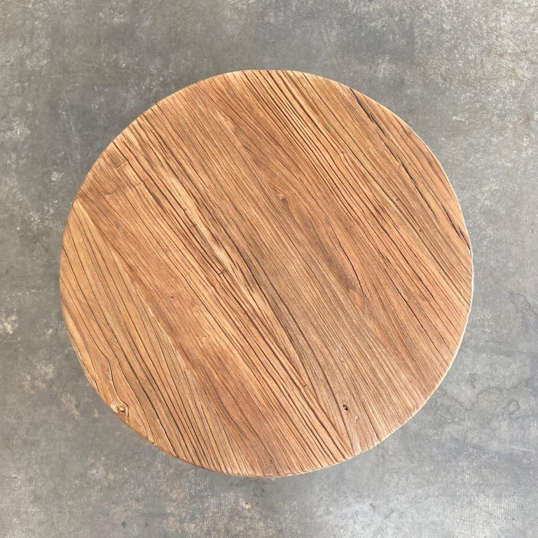 Custom Elm Wood Round Tall Side Table or Stand at 1stDibs | tall wood ...