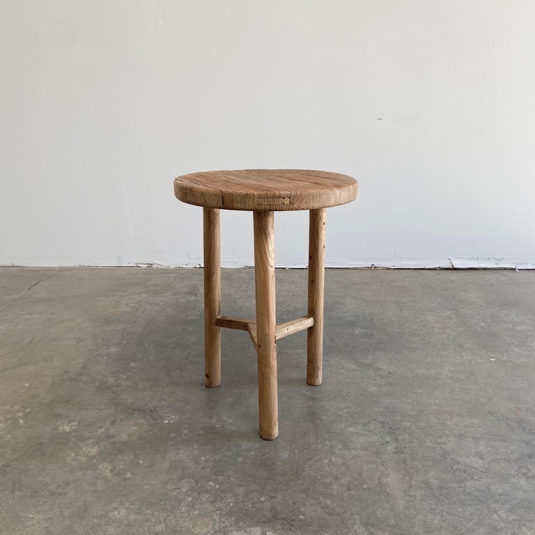 Custom Elm Wood Round Tall Side Table or Stand at 1stDibs | tall wood ...