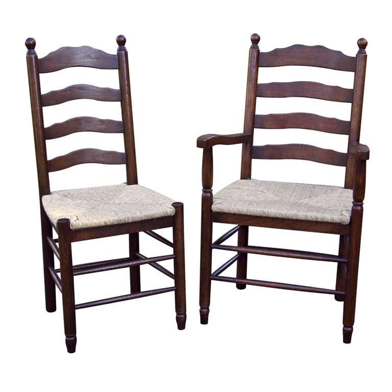 Custom English Bobble Top Ladder Back Side Chairs at 1stDibs