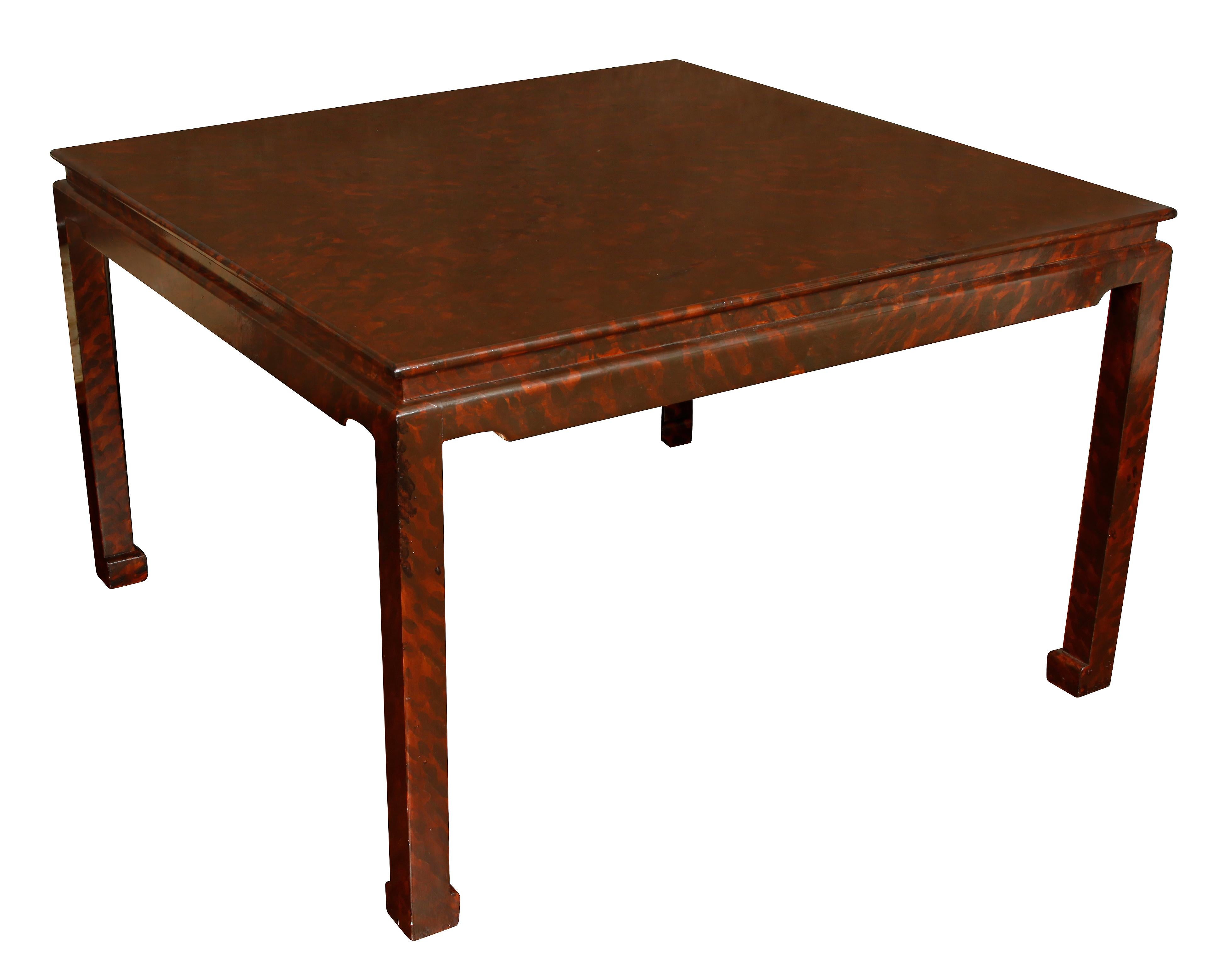 Custom Faux Tortoise Square Center Table at 1stDibs