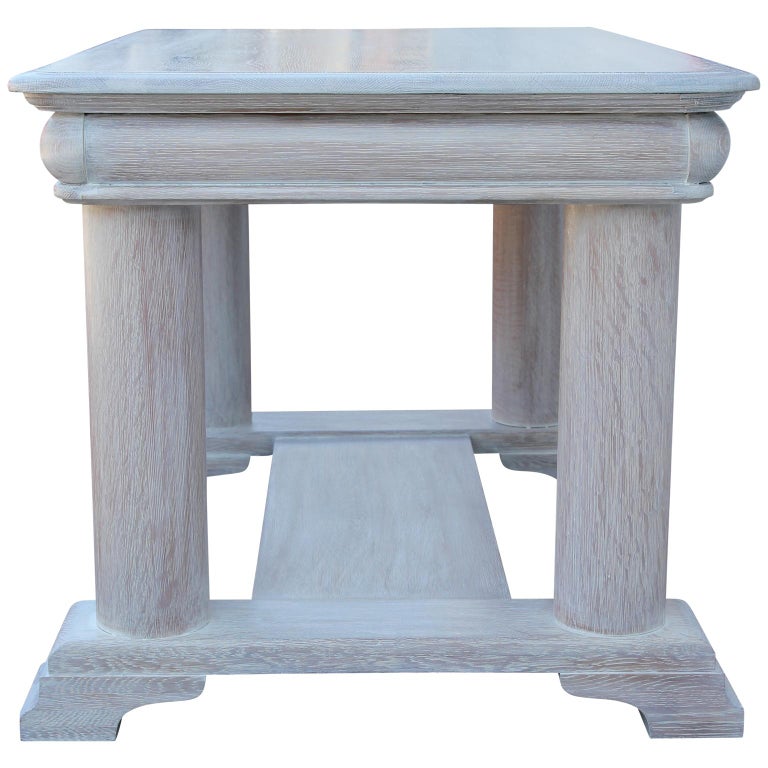 Custom Finished Modern Natural Cerused Arts and Crafts Column Desk For ...