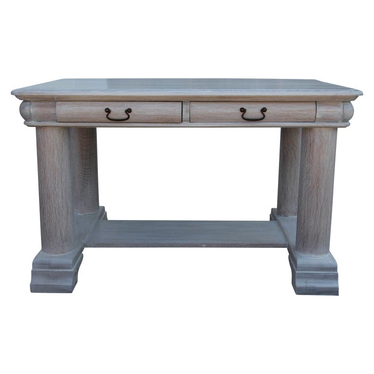 Custom Finished Modern Natural Cerused Arts and Crafts Column Desk For ...
