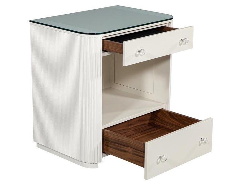 Custom Fluted Cream Bedside Nightstand Table For Sale at 1stDibs ...