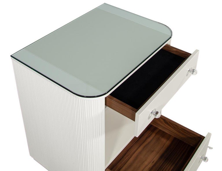 Custom Fluted Cream Bedside Nightstand Table For Sale at 1stDibs ...