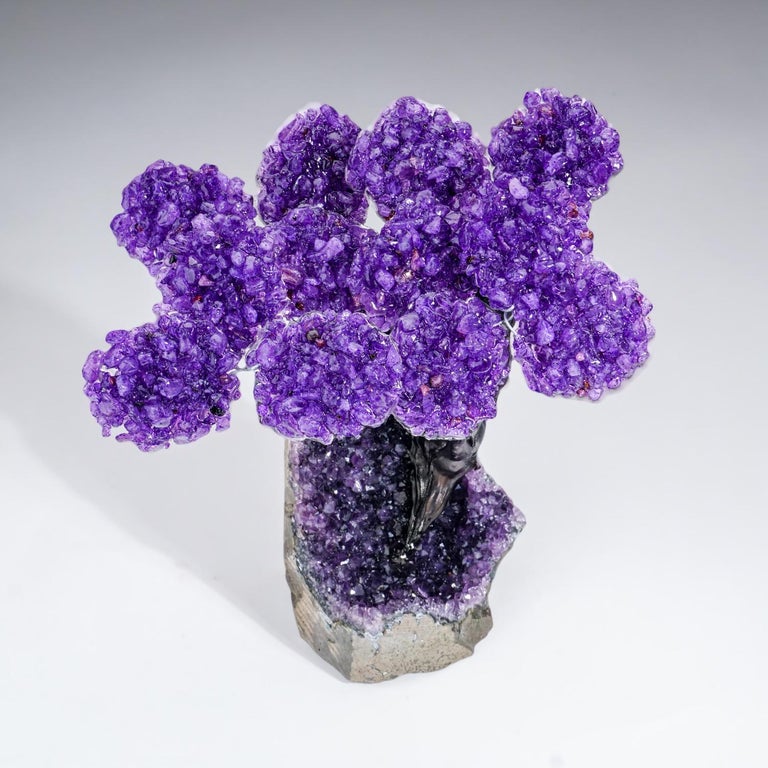 Custom - Genuine Amethyst Clustered Gemstone Tree on Amethyst Matrix ...