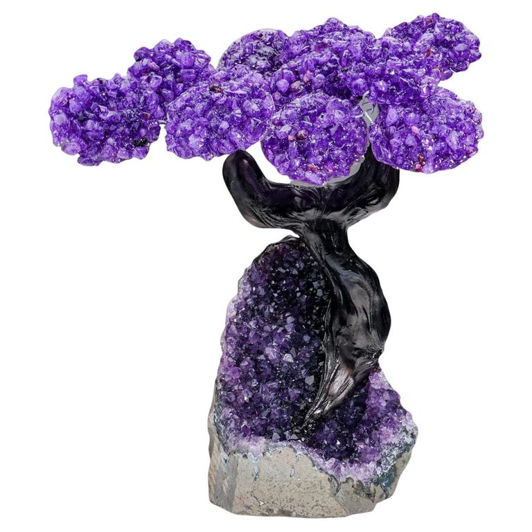 Custom - Genuine Amethyst Clustered Gemstone Tree on Amethyst Matrix ...