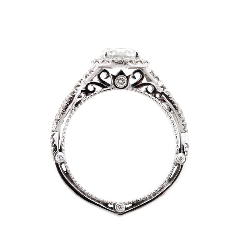 Custom Halo Diamond Engagement Ring with Cathedral Gallery and Peekaboo ...
