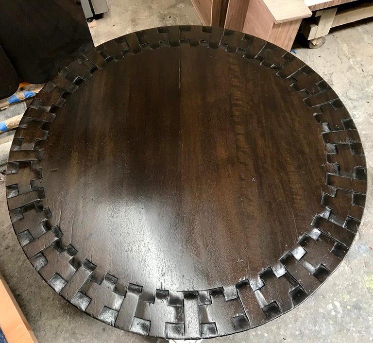 Custom Hand Carved Basketweave Table For Sale at 1stDibs