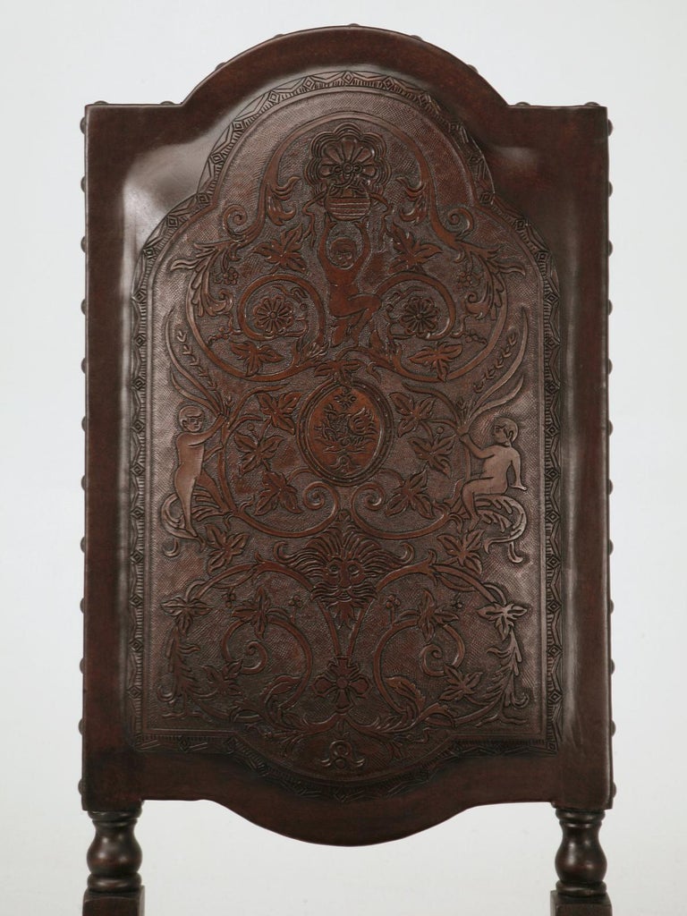 Custom Hand-Made Spanish Style Tooled Leather Side Chairs Special Order ...