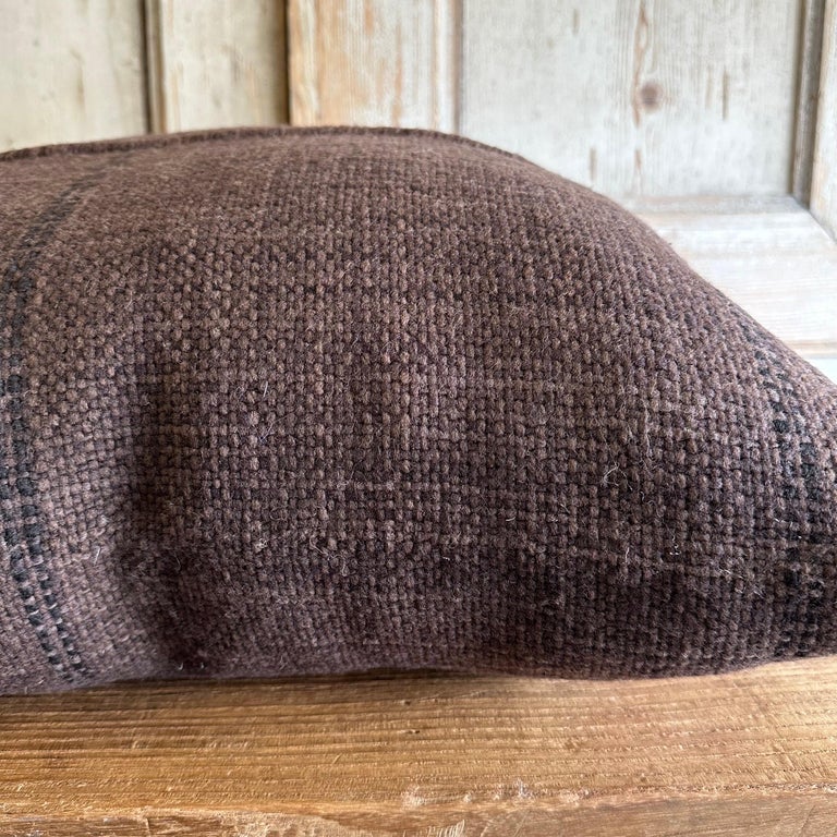 Custom Handmade Wool Pillow with Stripes Includes Down Feather Insert ...