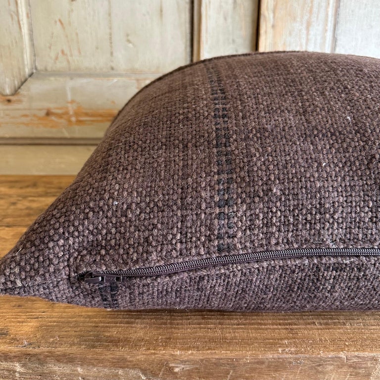 Custom Handmade Wool Pillow with Stripes Includes Down Feather Insert ...