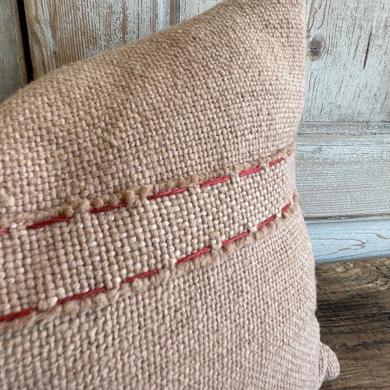 Custom Hand Stitched Wool Patchwork Pillow in Blush Wool For Sale at ...