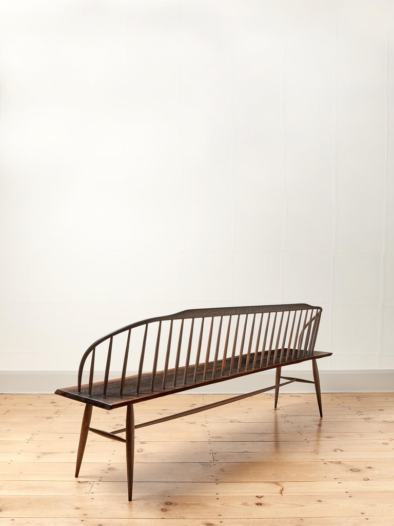 Custom Handcrafted Sculptural Blackened Oak Spindle Long Bench For Sale ...