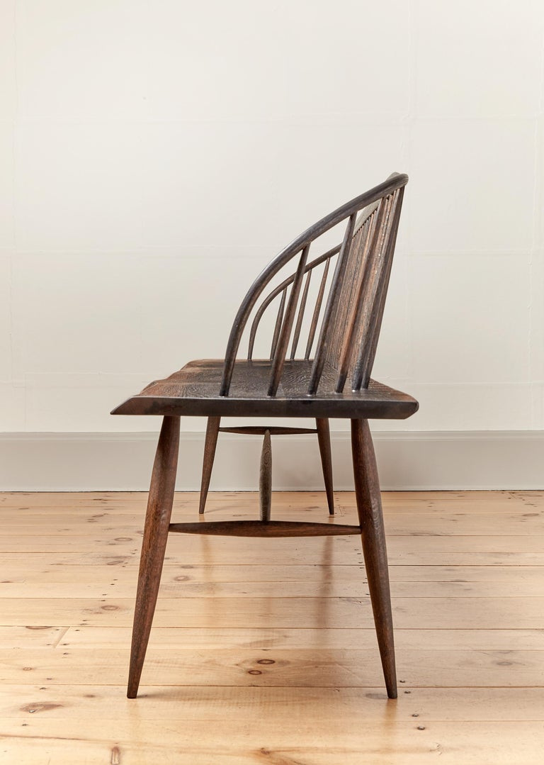 Custom Handcrafted Sculptural Blackened Oak Spindle Long Bench For Sale ...