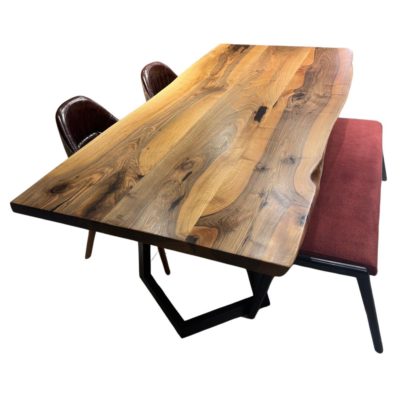 Custom Handmade Solid Live Edge Walnut Table Space Arrow Legs For Sale ...