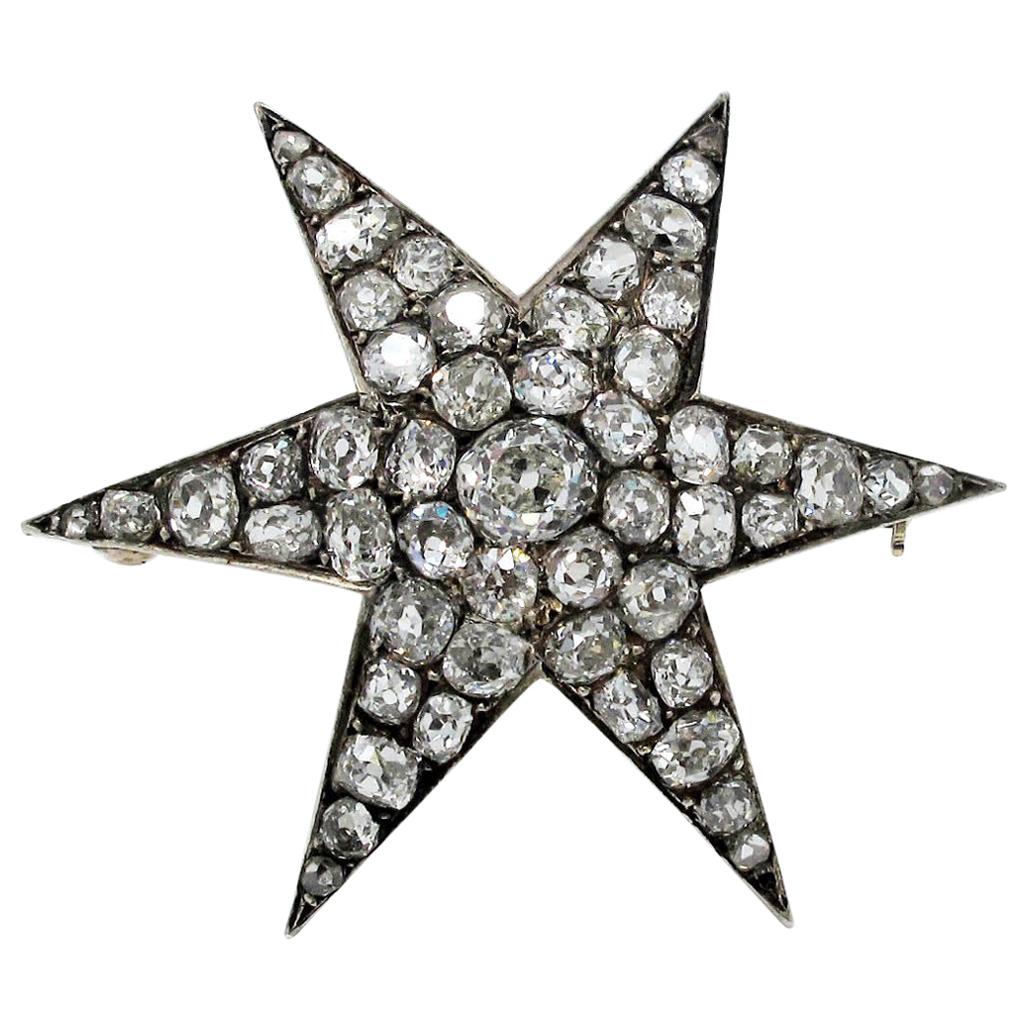 Victorian Diamond-Set Star Brooch For Sale at 1stDibs