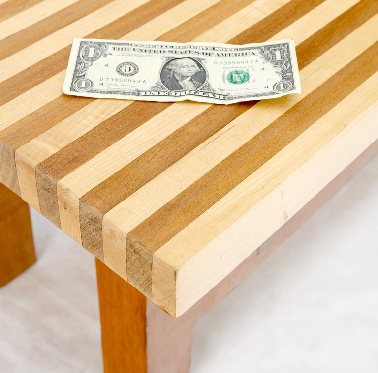 Custom Heavy Mid Century Modern Striped Butcher Block Style Coffee ...