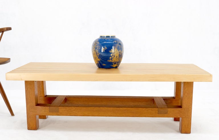 Custom Heavy Mid Century Modern Striped Butcher Block Style Coffee ...