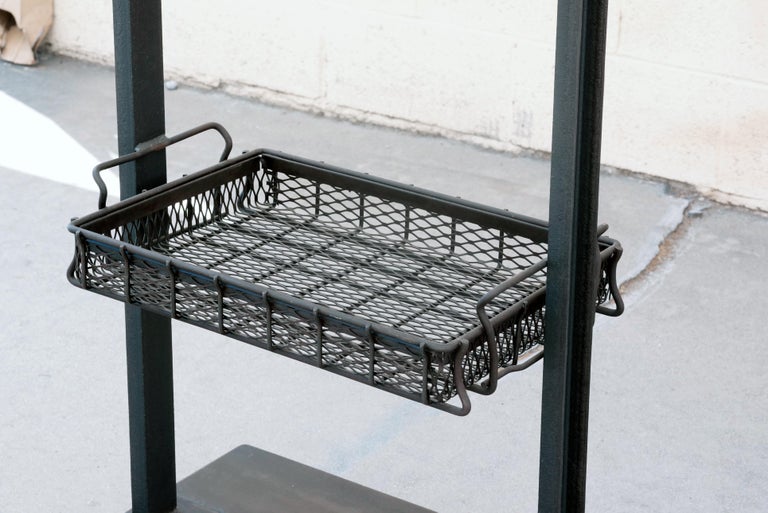 Custom Industrial Display Rack with Vintage Industrial Baskets For Sale ...