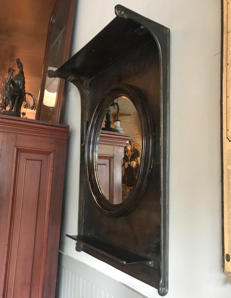 Custom Industrial Gunmetal Steel Entryway Foyer Mirror at 1stDibs ...