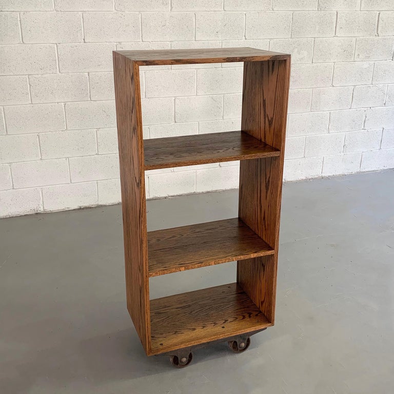 Custom Industrial Rolling Open Bookcase Shelf Unit at 1stDibs