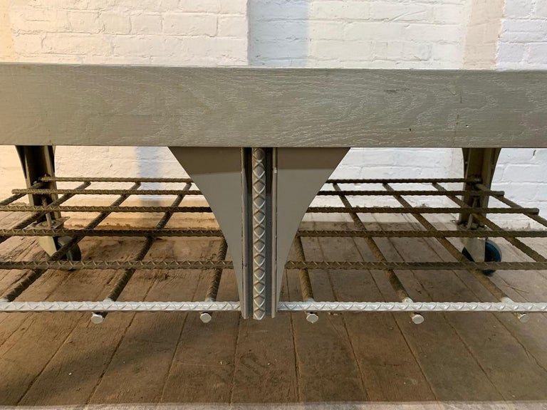 Custom Industrial Steel Coffee Table with Faceted Glass Top For Sale at ...