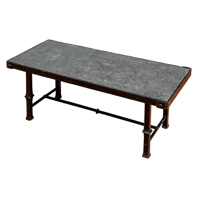 Custom Industrial Style Iron Base Cocktail Table For Sale at 1stDibs