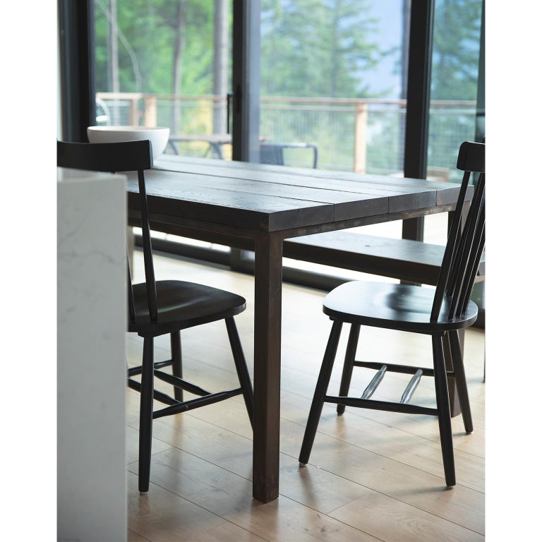 Custom Industrial "Workshop Table" with Solid Wood Top and Steel Base ...