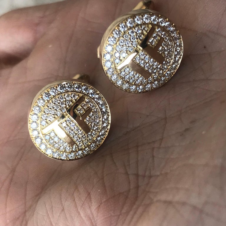 Custom Initial Diamond Cufflinks, 1.40 Carat TW Approximate 18 Karat ...