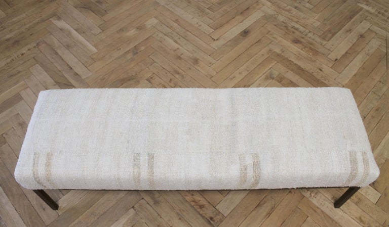 Custom Iron and Vintage Rug Upholstered Bench at 1stDibs | rug bench ...